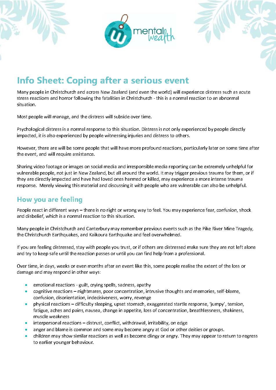 Coping after a traumatic event like Christchurch - Le Va